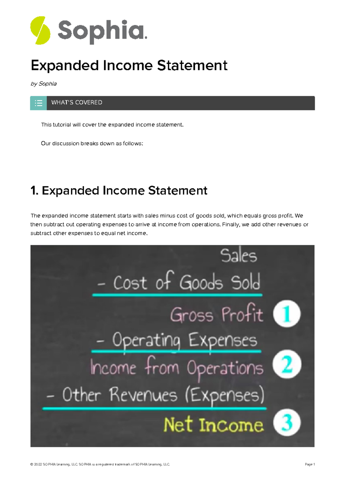 Expanded income statement 2 - Our discussion breaks down as follows: 1 ...