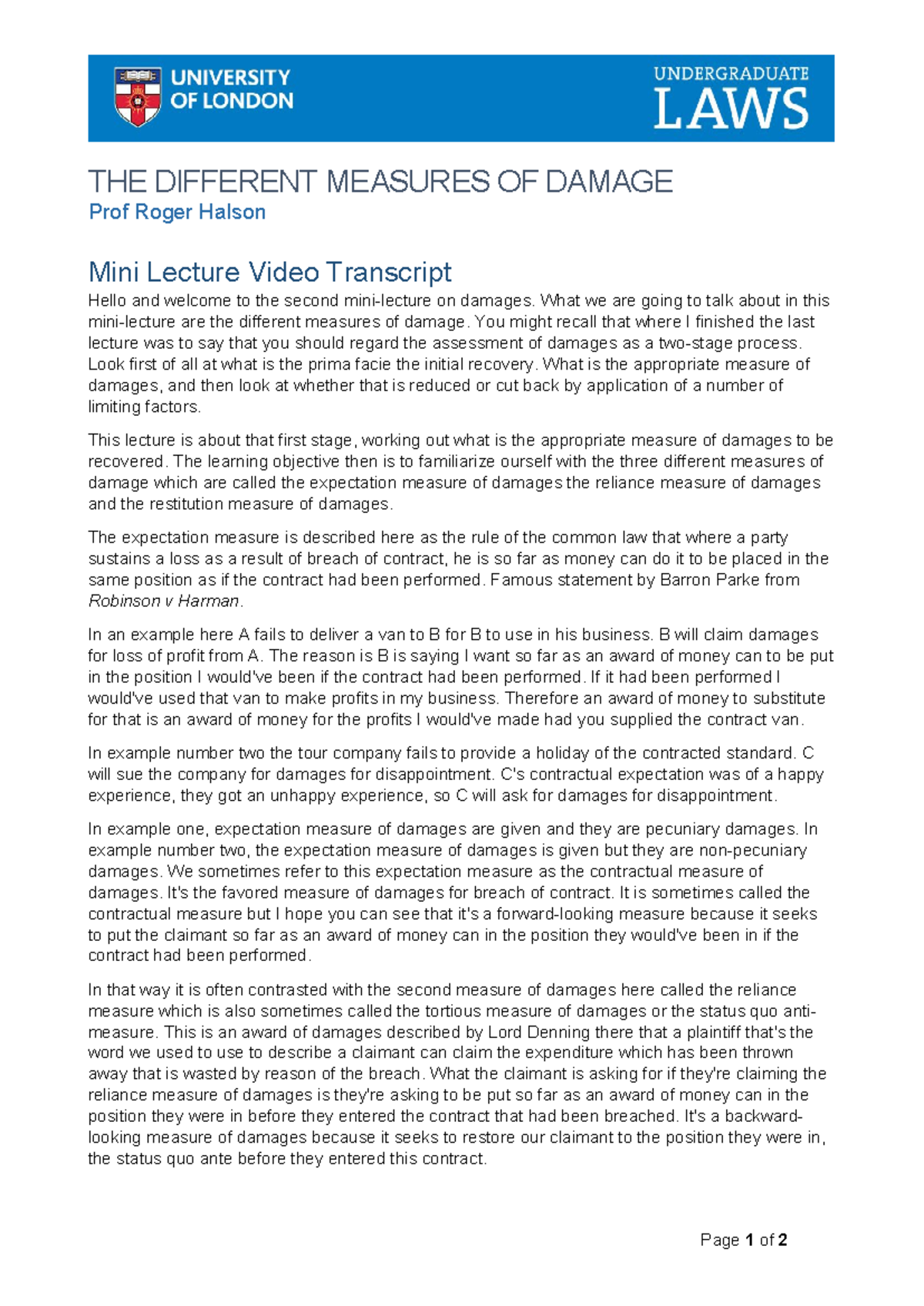 Topic 14b transcript - jkjjk - Page 1 of 2 THE DIFFERENT MEASURES OF ...