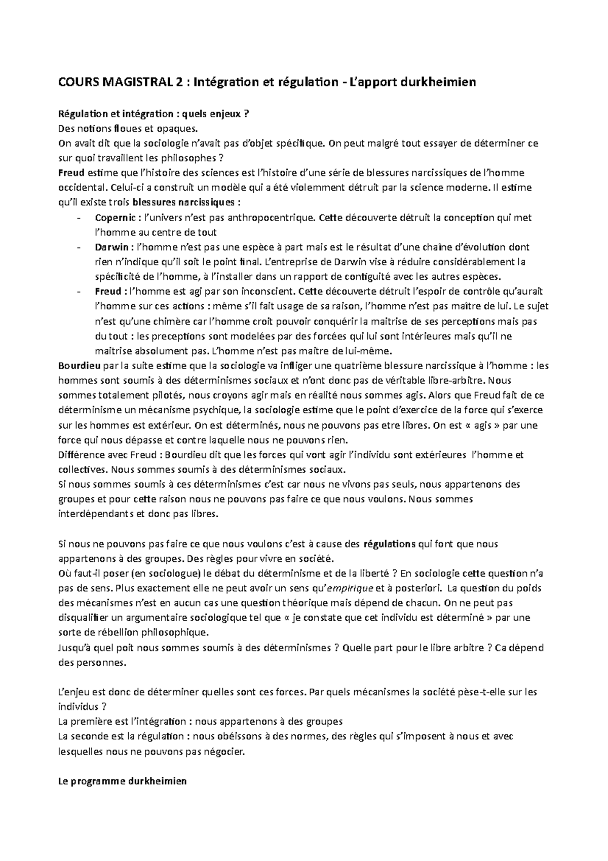 Cours Magistral 2 - COURS MAGISTRAL 2 : Intégration et régulation - L ...