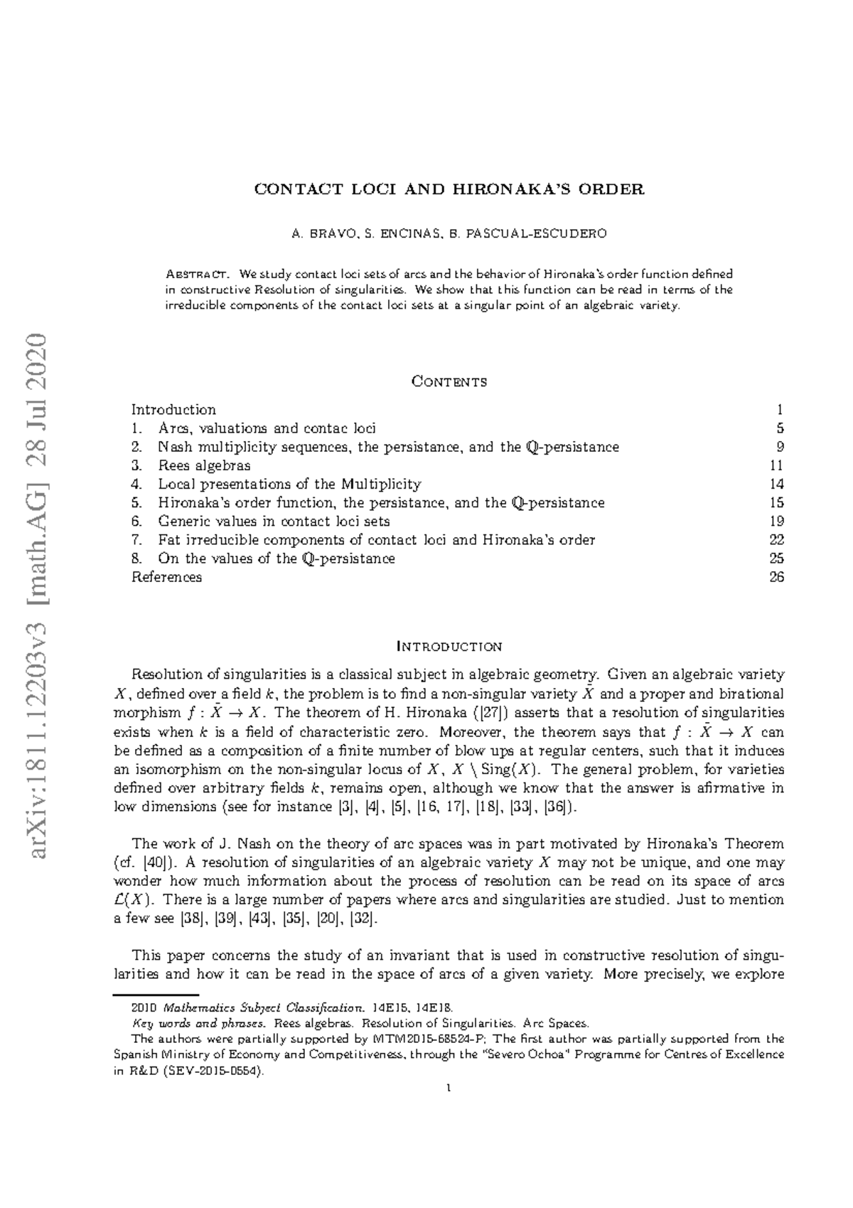 1811 - Cours - arXiv:1811 [math] 28 Jul 2020 CONTACT LOCI AND HIRONAKA ...