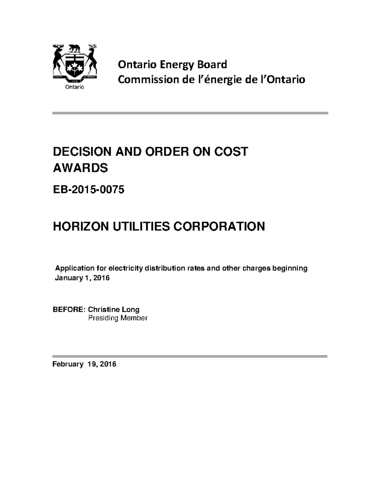 Dec order Cost Awards Horizon 2016 0219 - DECISION AND ORDER ON COST ...