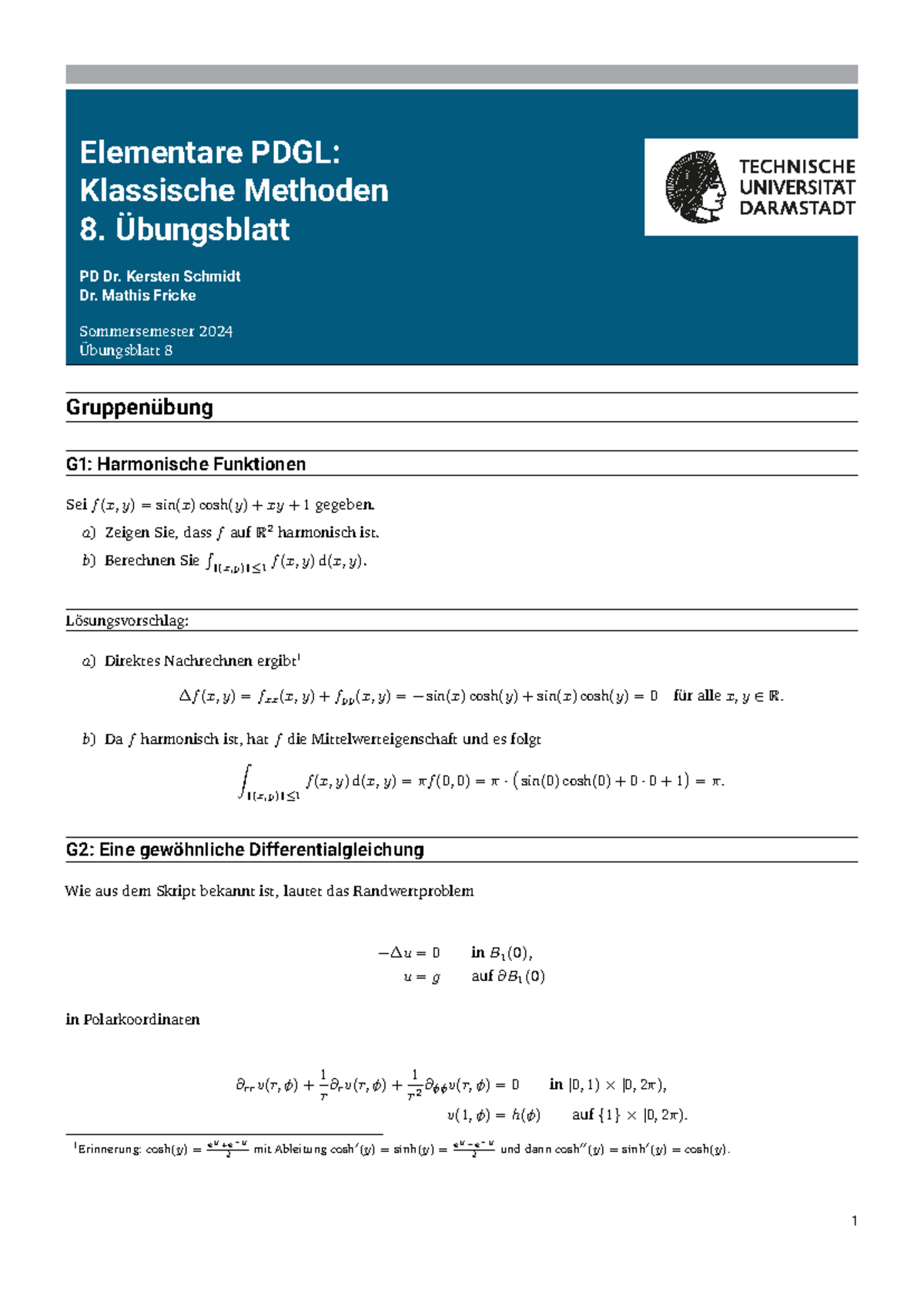 Gruppenlösung-08 - Lösung - Elementare PDGL: Klassische Methoden 8 ...