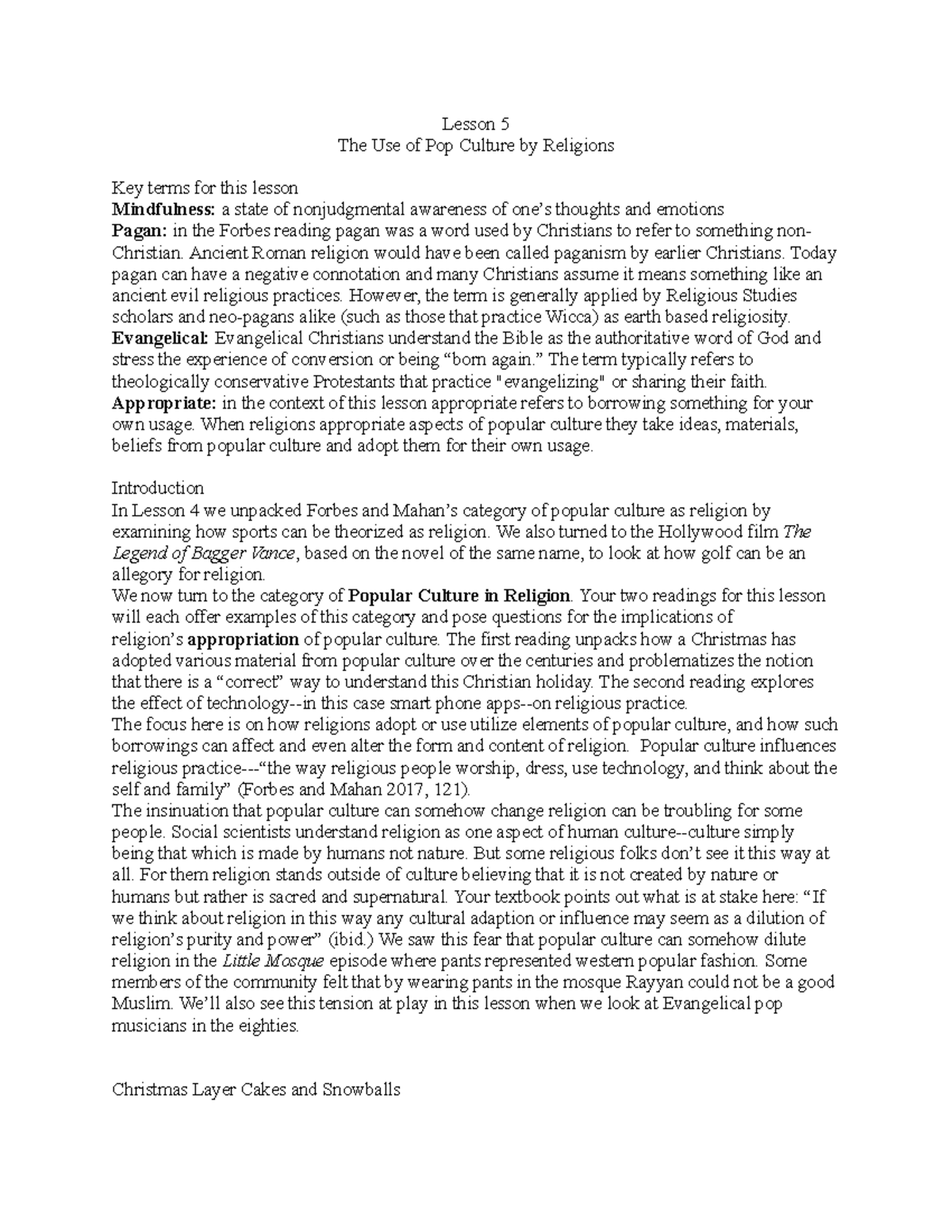 Lesson 5 - Lesson 5 The Use of Pop Culture by Religions Key terms for ...