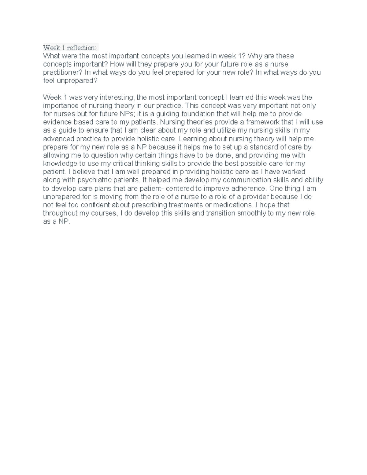 Week 1 reflection - mjj - Week 1 reflection: What were the most ...