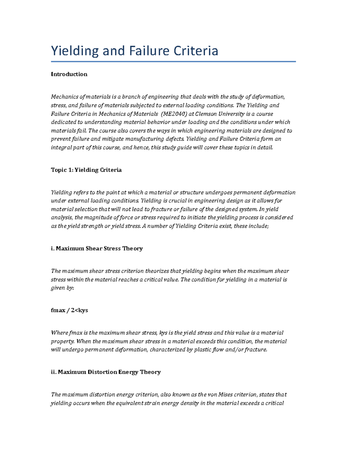 Yielding and Failure Criteria - Yielding and Failure Criteria ...