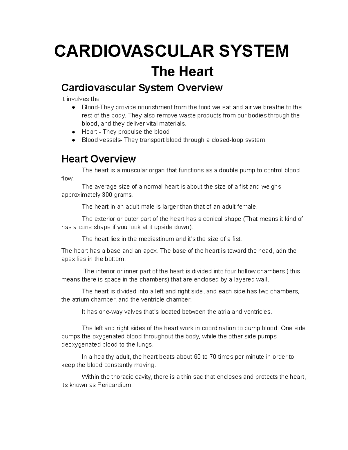 Cardiovascular A&P II Lab - CARDIOVASCULAR SYSTEM The Heart ...