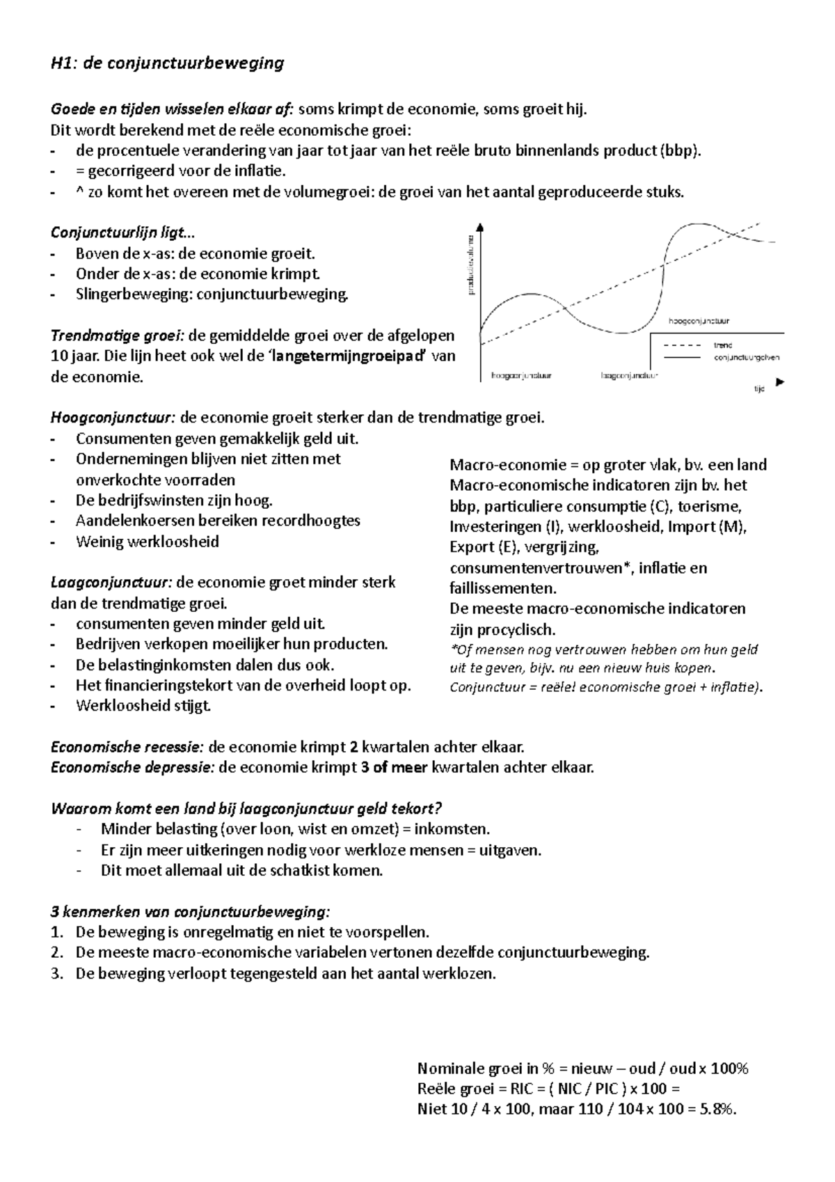 Conjunctuur en economisch beleid h1 en h2 vwo6 - H1: de ...