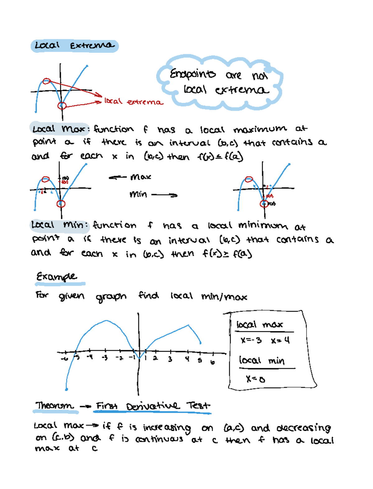 Lecture 19 Local Extrema 2 - Local Extrema Endpoints are not Local Max function f has a local ...