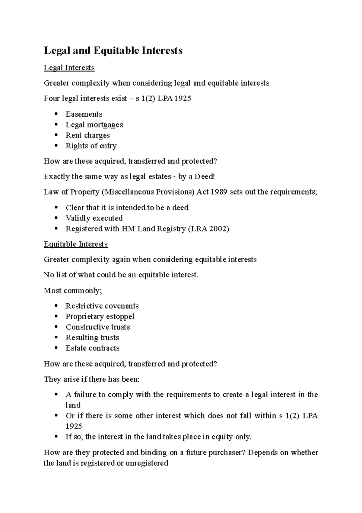 Legal and Equitable Interests - landlaw - Legal and Equitable Interests ...