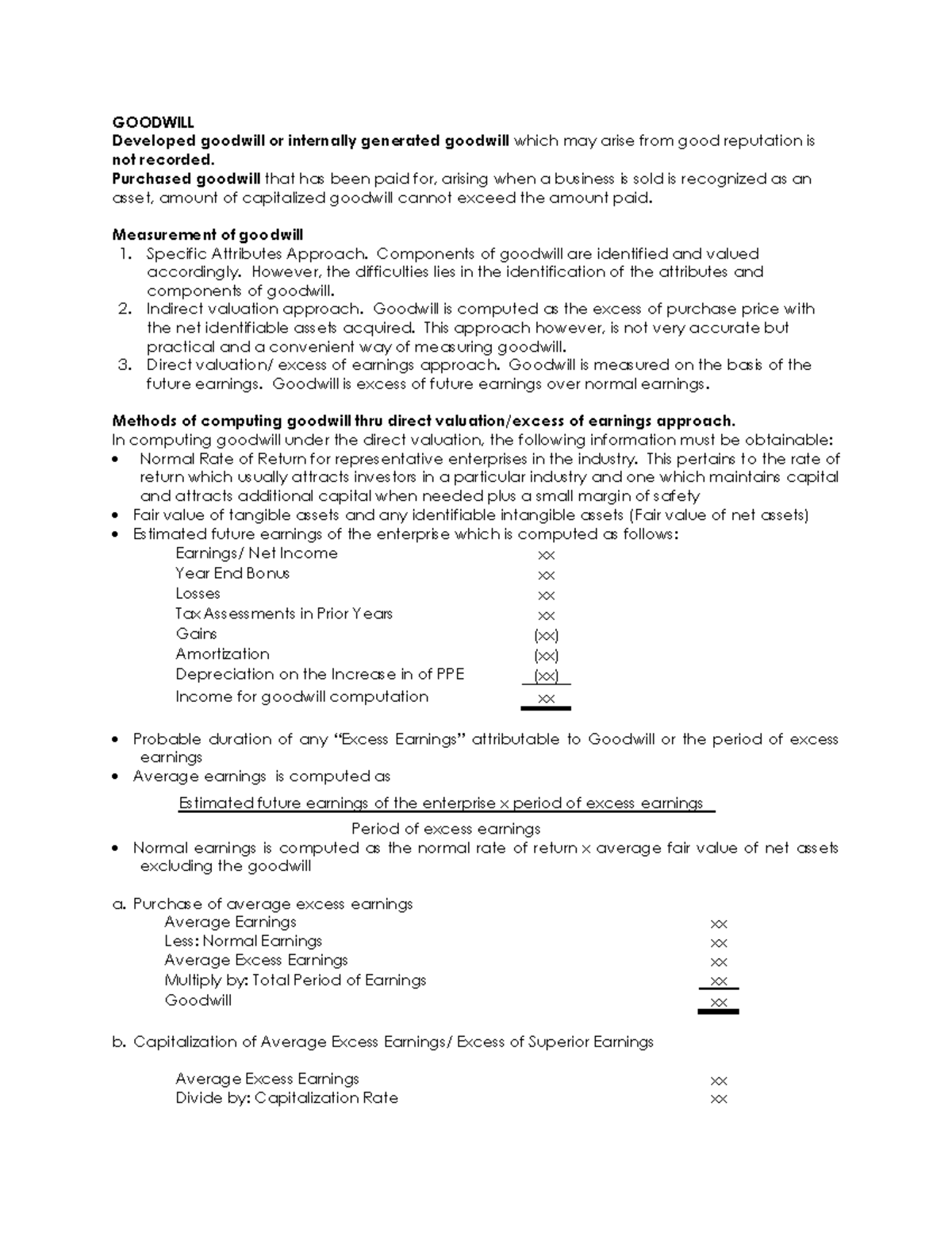 Goodwill+Illustrative+Problems - GOODWILL Developed goodwill or ...