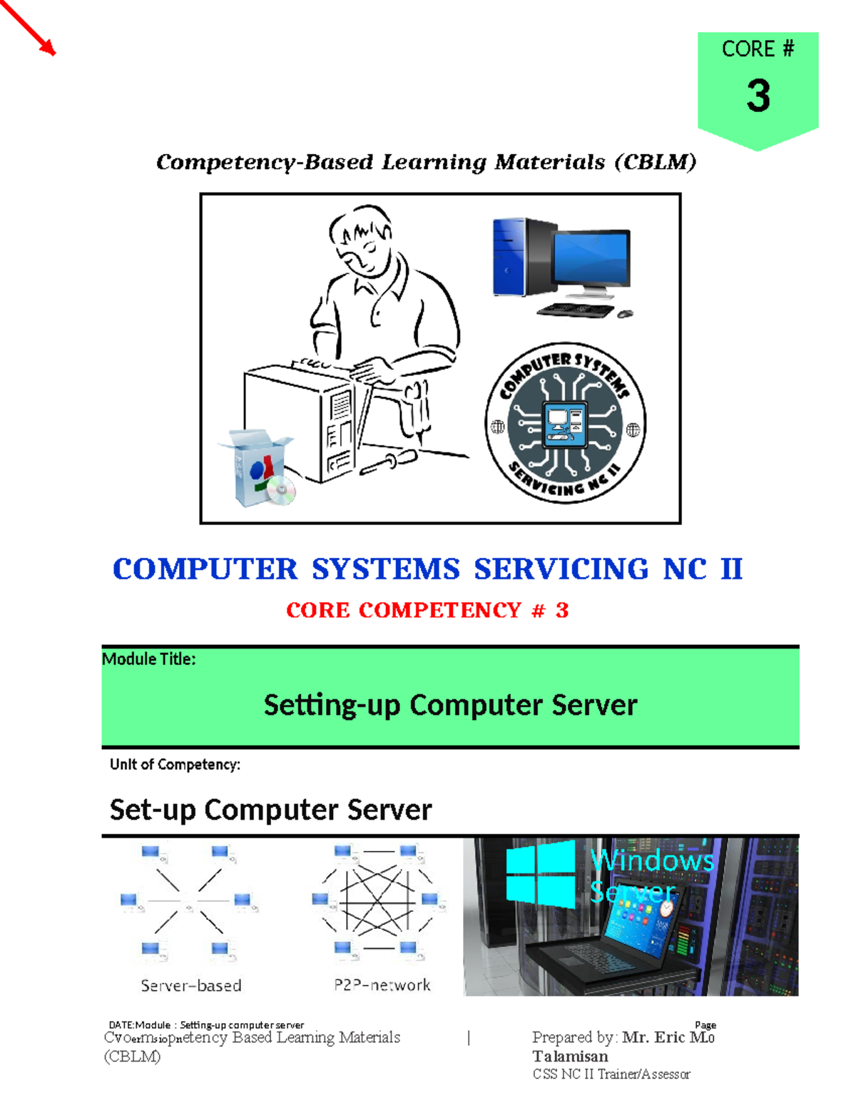Module ko to - Unit of Competency: Set-up Computer Server ...