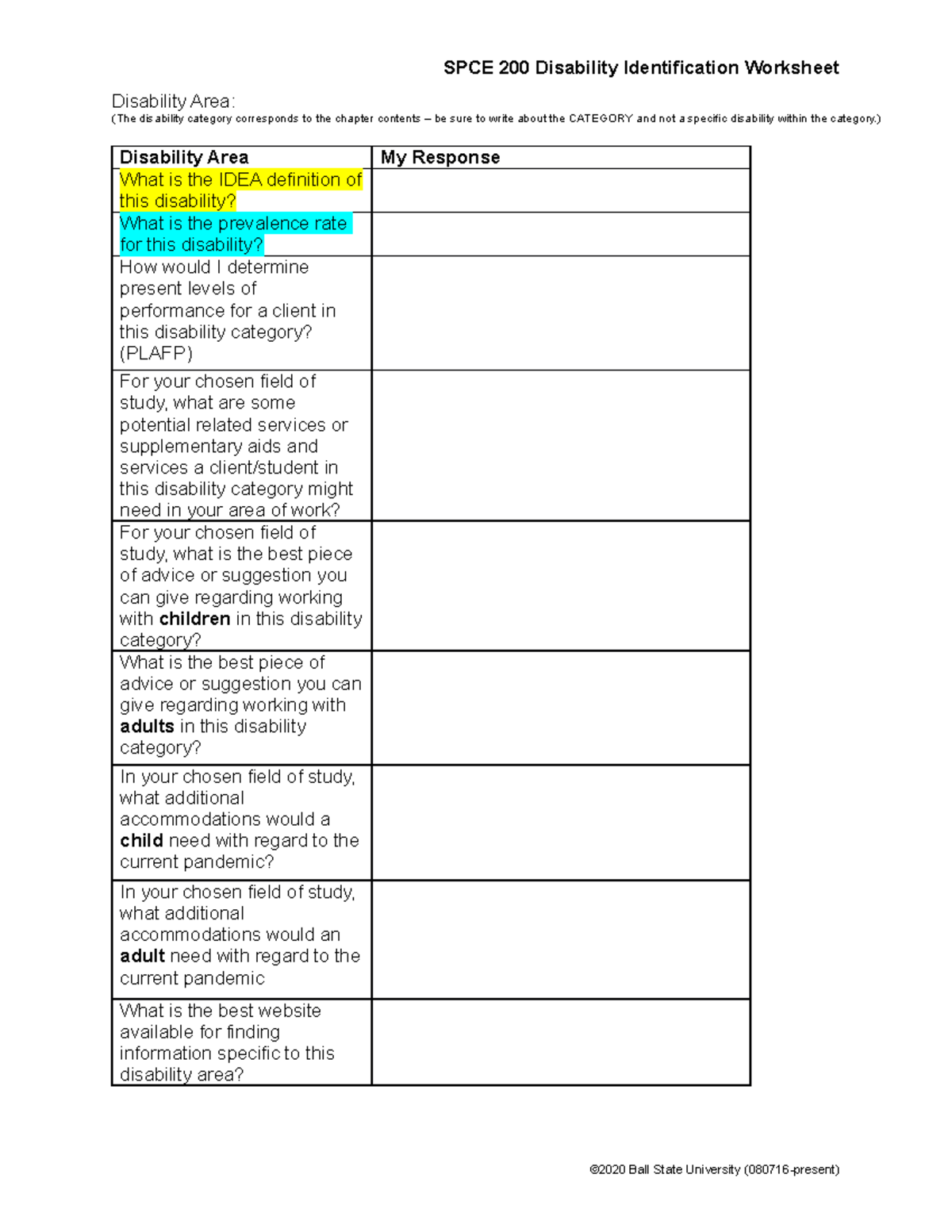 Disability ID Wkst-FA20 - SPCE 200 Disability Identification Worksheet ...