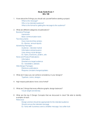 Exam 2 Notes - All material covered on the final exam - March 8, 2018 ...