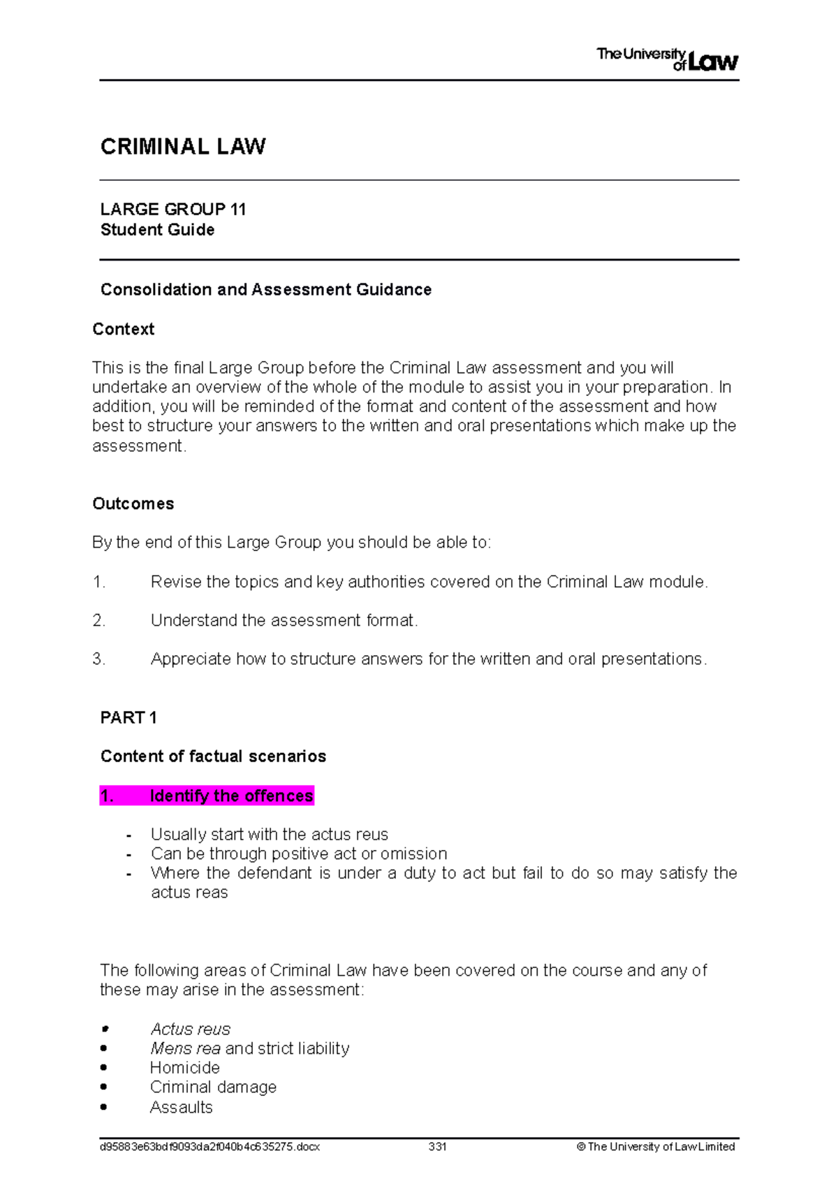 Criminal Law LG 11 - vvvvvvvvvvv - CRIMINAL LAW LARGE GROUP 11 Student ...