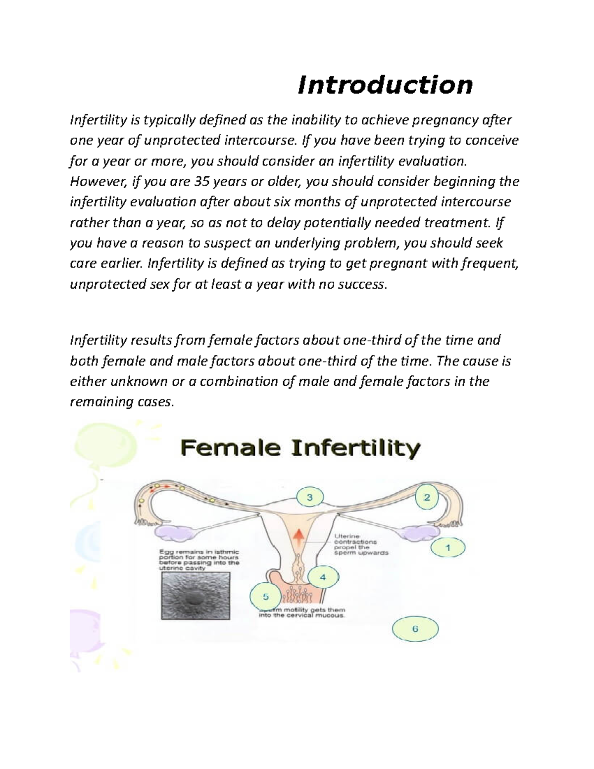 Female infertility and it's treatment - Introduction Infertility is ...