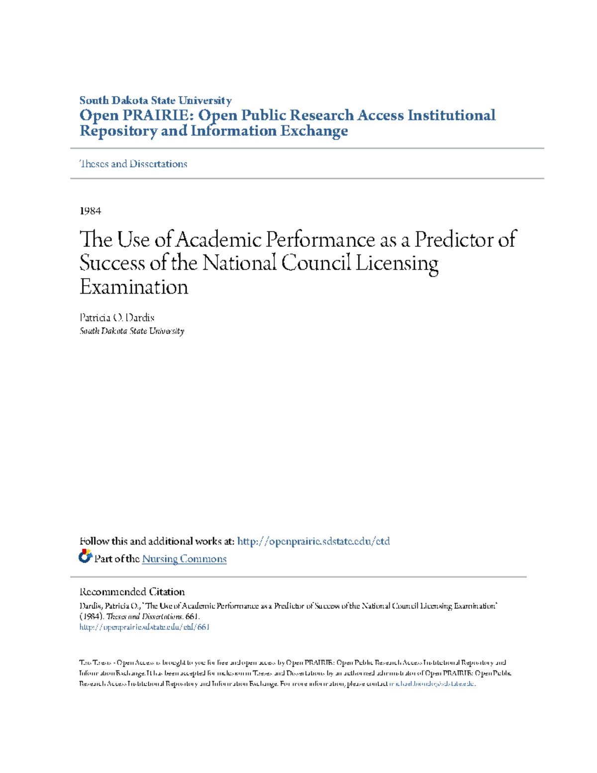 The Use of Academic Performance as a Predictor of Success - South ...