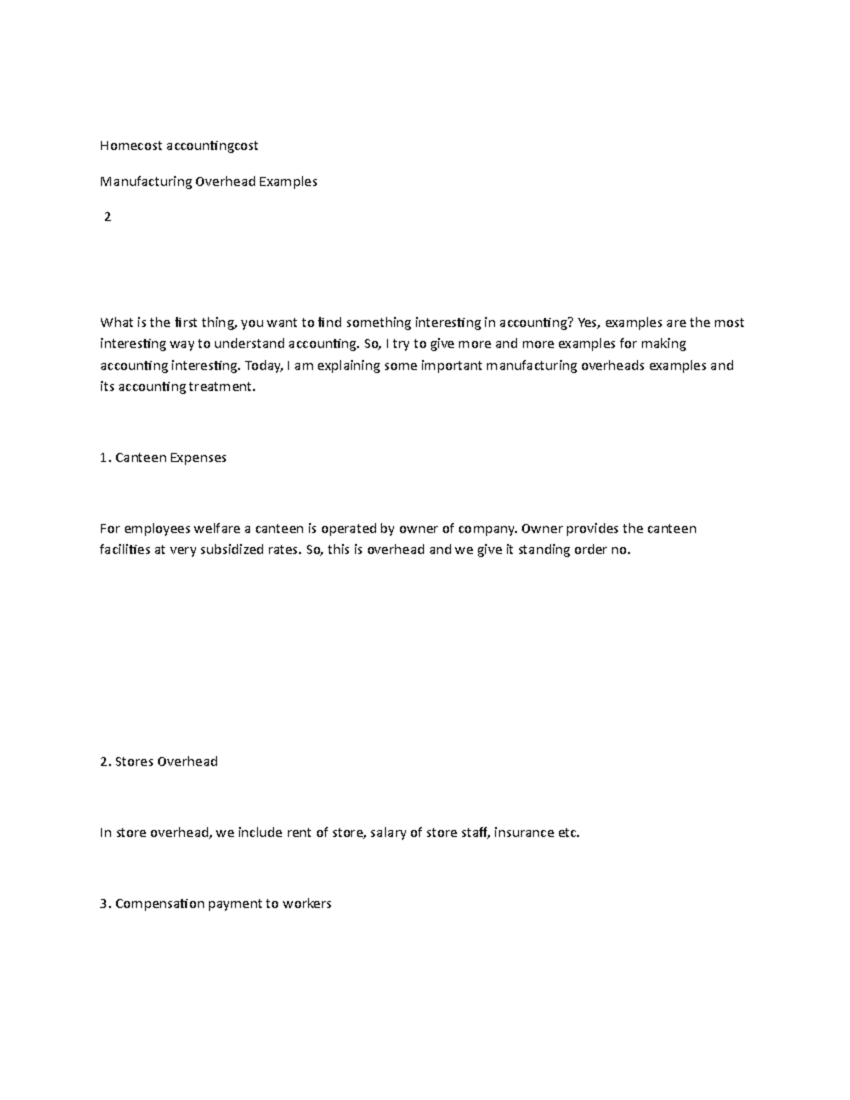 Manufacturing - Assignment - Homecost accountingcost Manufacturing ...