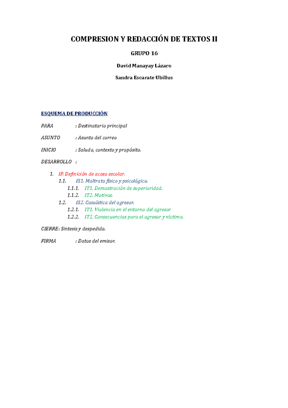 Compresion Y Redacción DE Textos II - COMPRESION Y REDACCIÓN DE TEXTOS II GRUPO 16 David Manayay ...