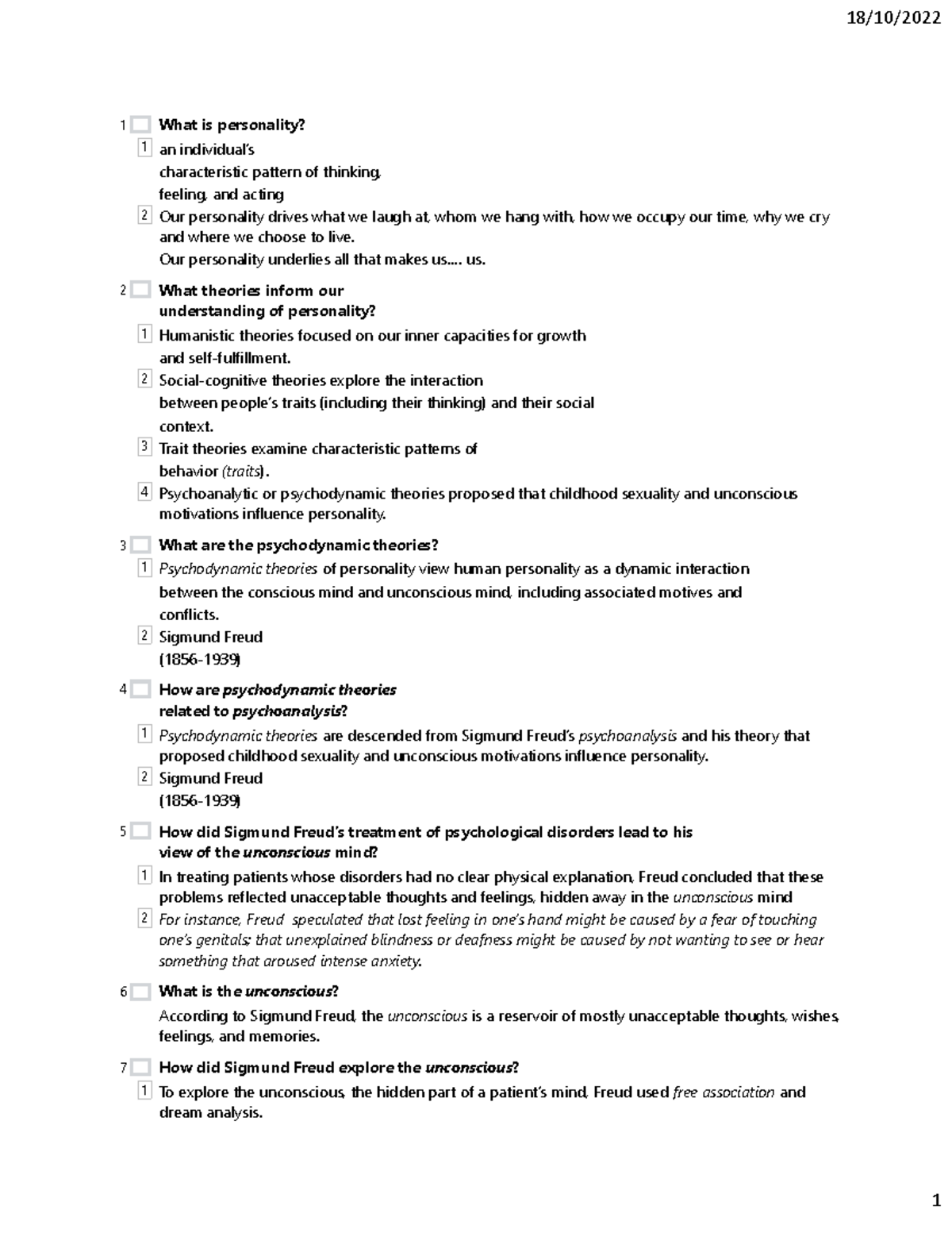 Lecture 3 notes - excellent - What is personality? an individual’s ...