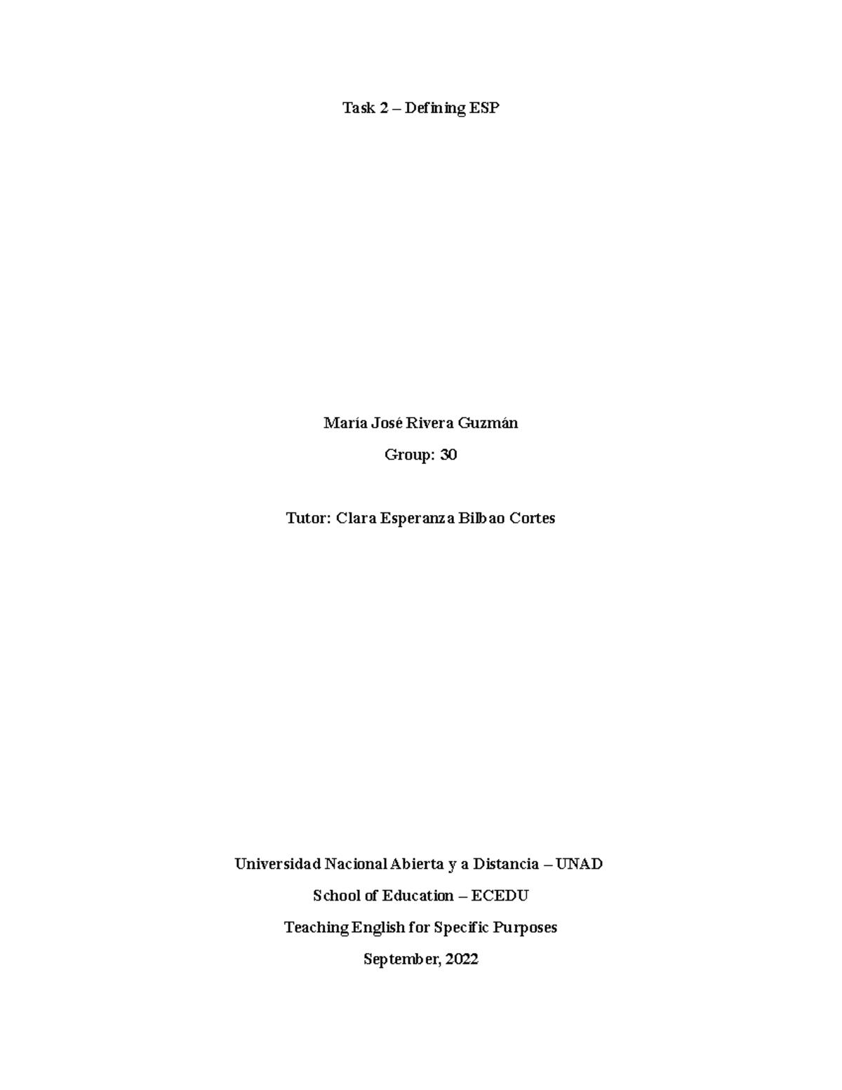 Task 2 – Defining ESP - Task 2 - Teaching English for Specific Purposes ...