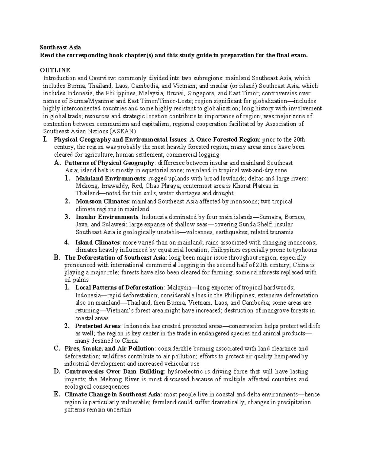 Southeast+Asia+study+guide - Southeast Asia Read the corresponding book ...
