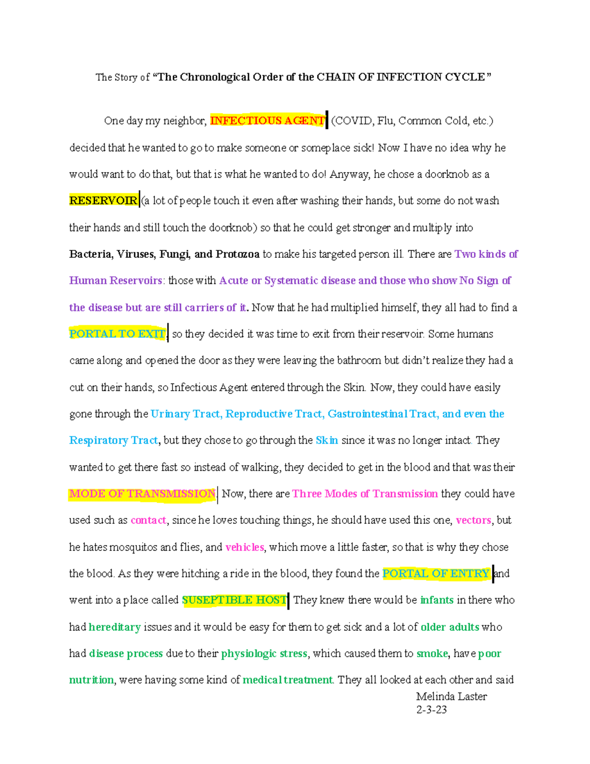 Chain of Infection Cycle - The Story of “The Chronological Order of the ...