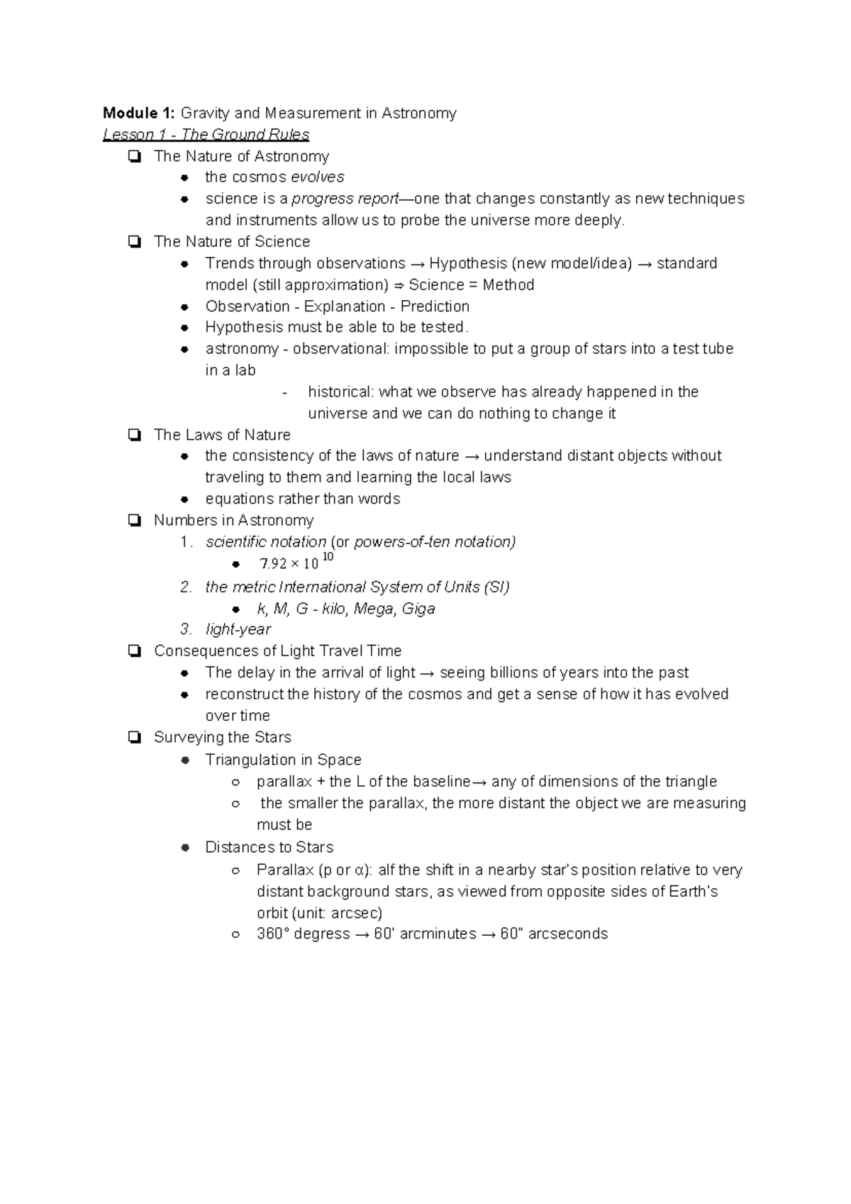 ASTR 311 - Lecture notes Module 1 - Module 1: Gravity and Measurement ...