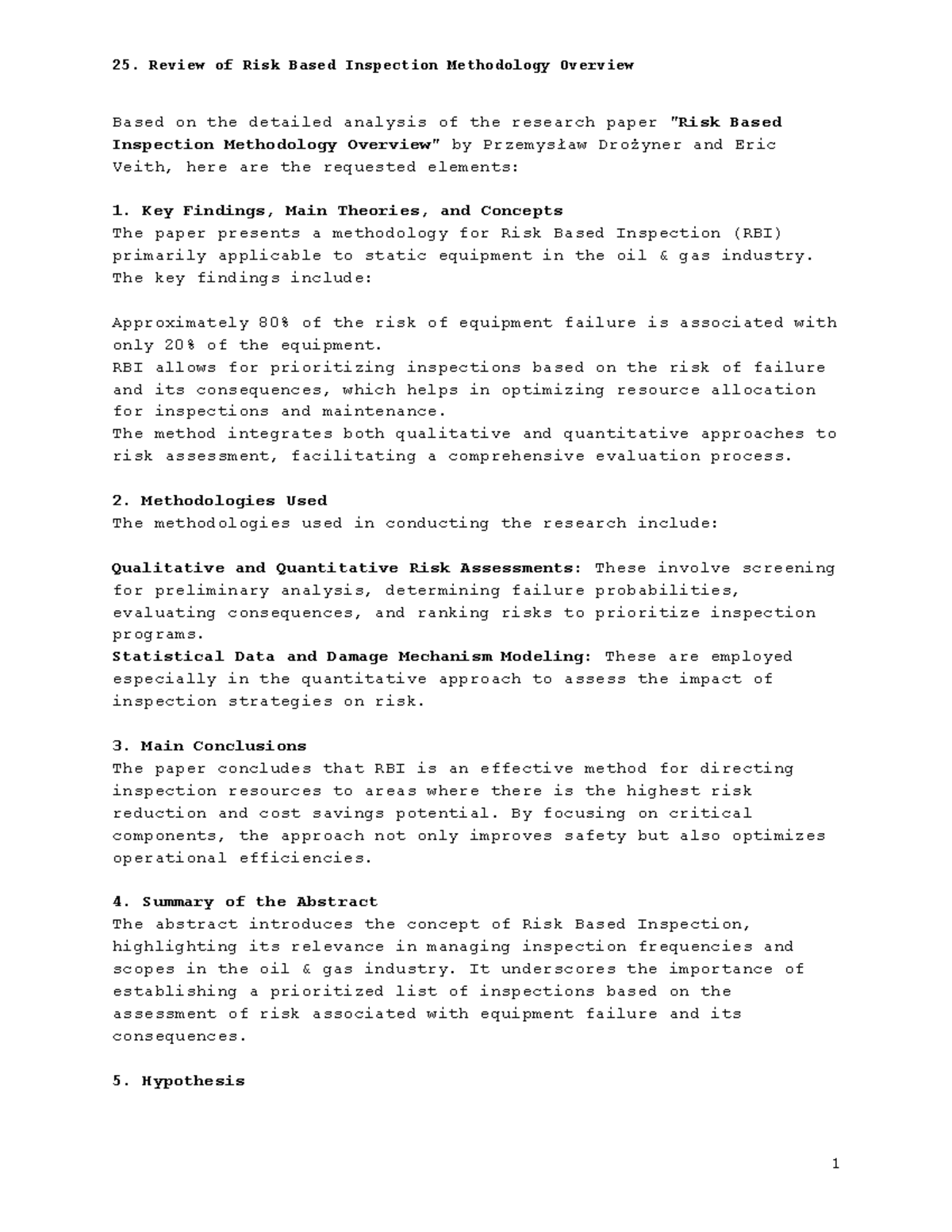 25. Review of Risk Based Inspection Methodology Overview - 25. Review ...