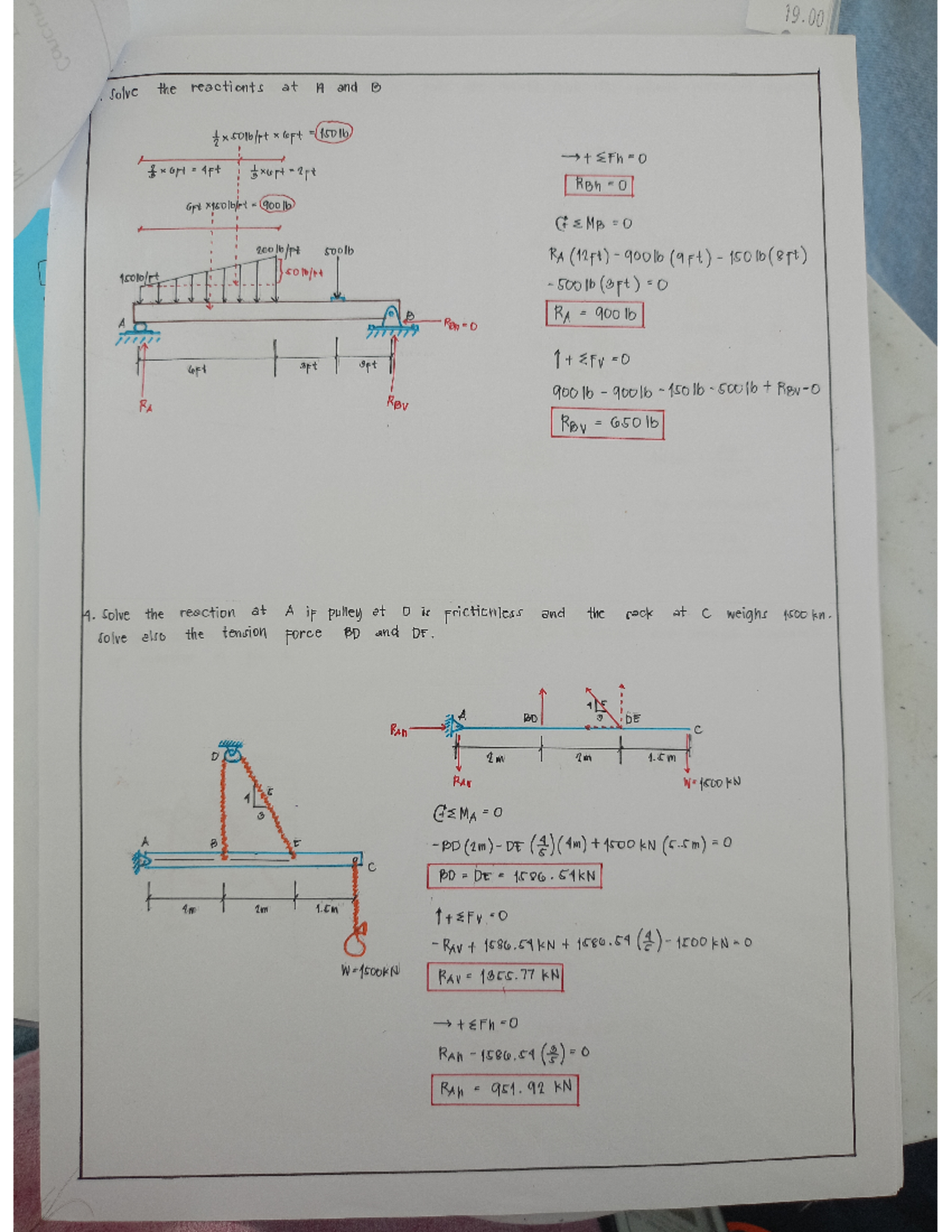 Stat - ....... - Advanced Statistics - 19 you solve the reactionts at A and B 150lb f x oft 4ft ...