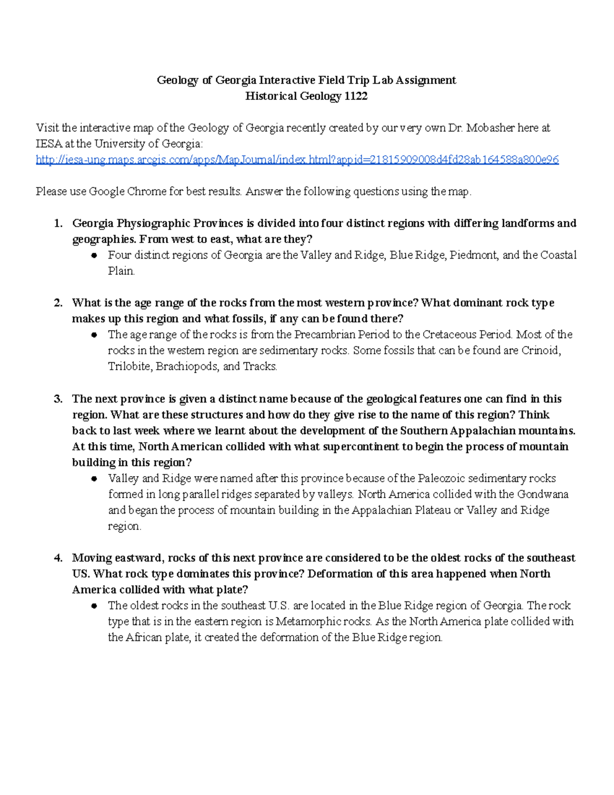 Geology of Georgia Lab - Geology of Georgia Interactive Field Trip Lab ...
