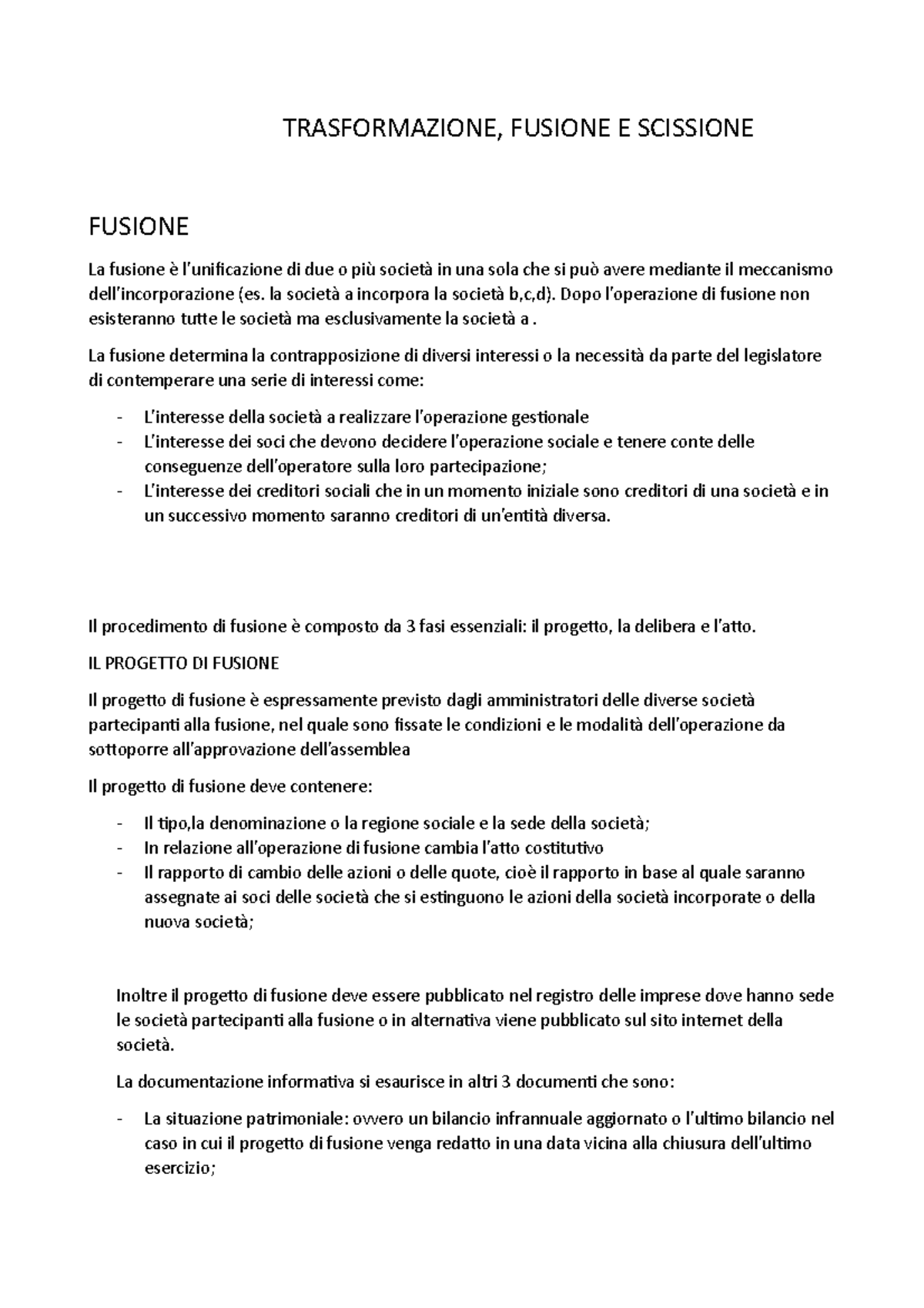 Trasformazione,fusione es scissione - TRASFORMAZIONE, FUSIONE E ...