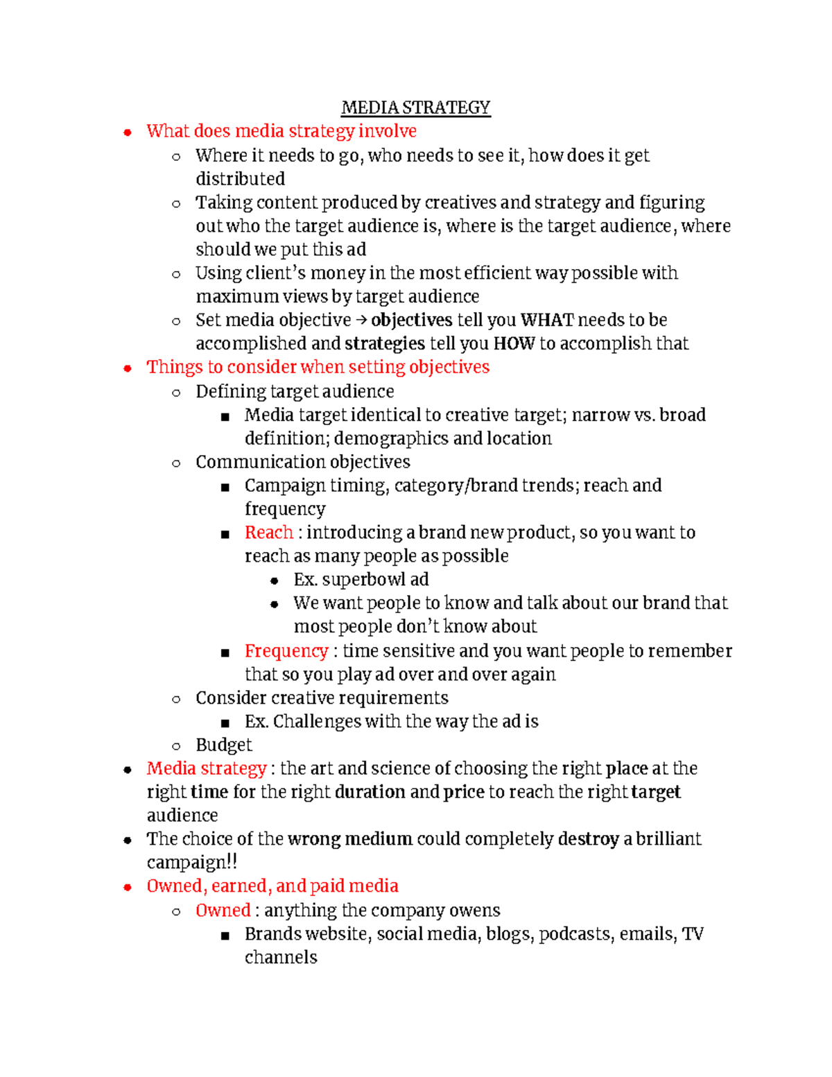 Media strategy - APRD 2001 Harsha Gangadharbatla lecture notes - MEDIA ...