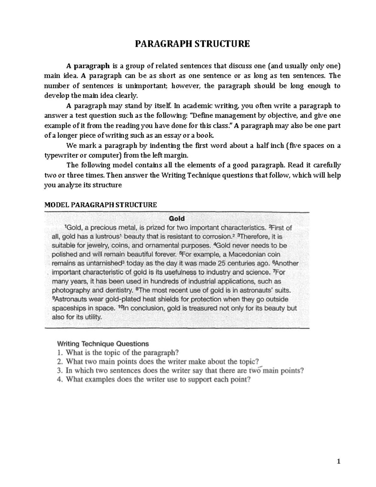 Paragraph-structure - PARAGRAPH STRUCTURE A paragraph is a group of ...
