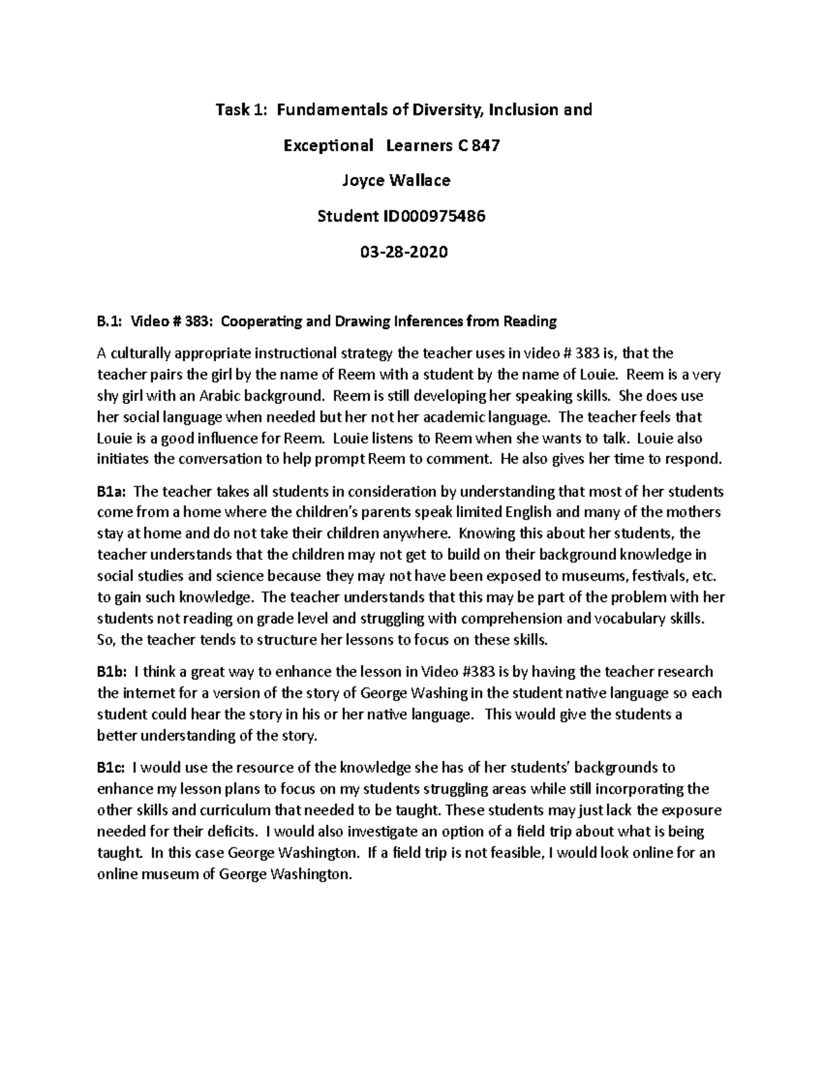 Task for C847 - Performance Assessment - Task 1: Fundamentals of ...