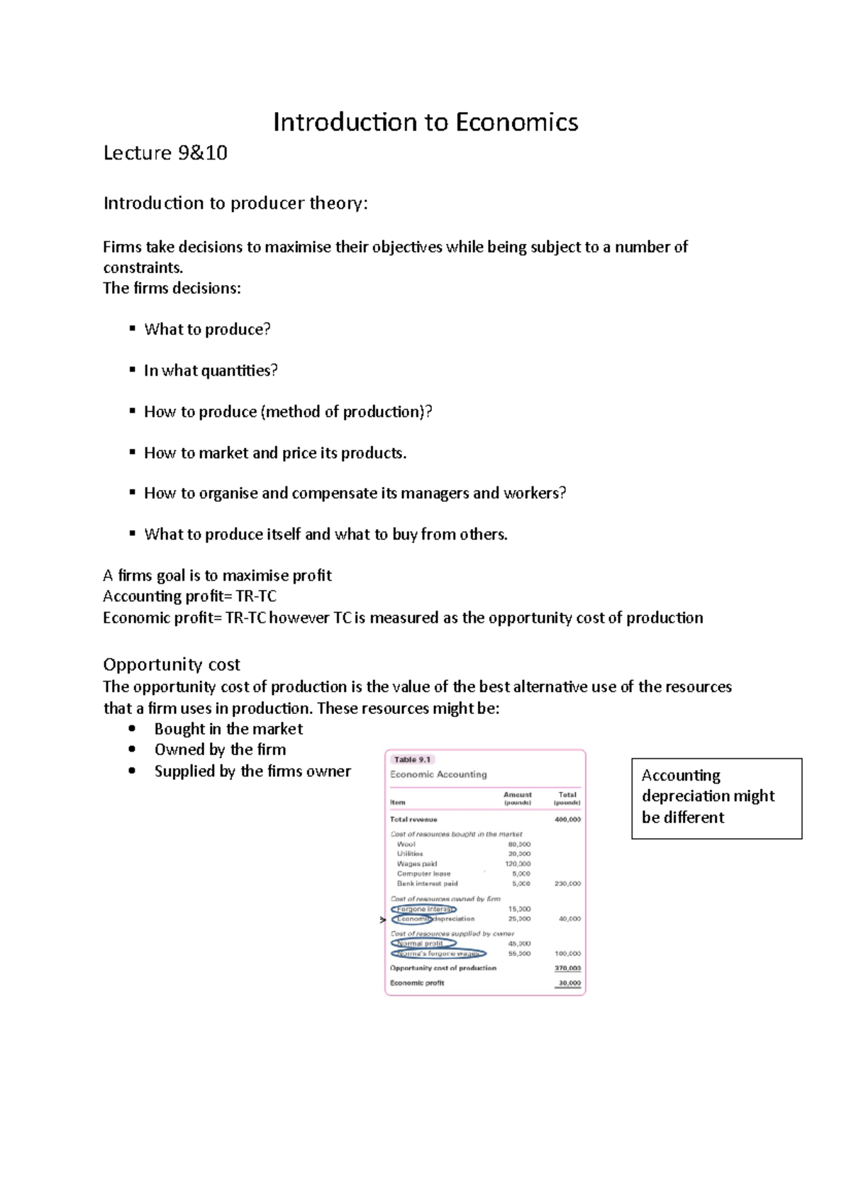 Introduction to Economics lecture 9&10 - Introduction to Economics ...