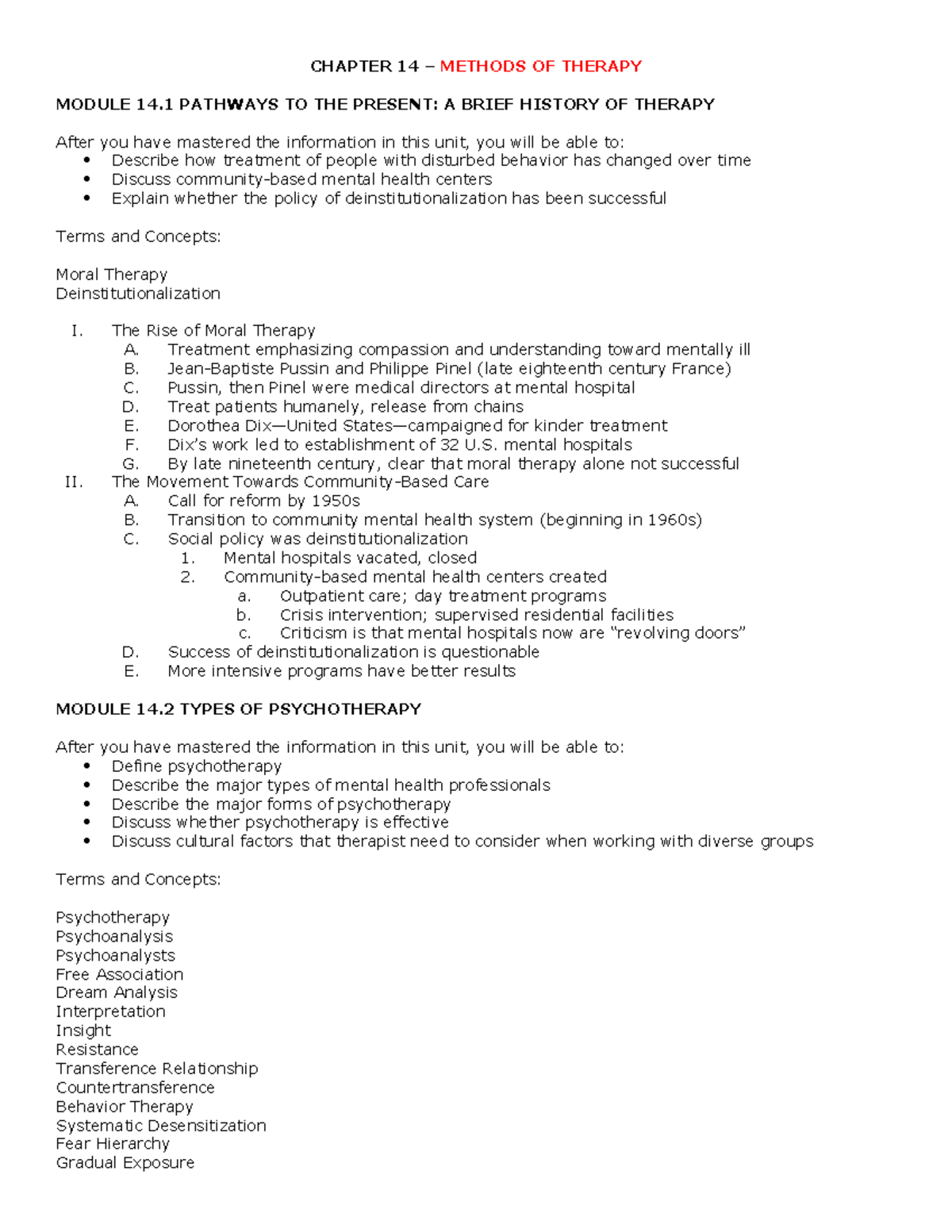 Ch14 Methods of Therapy - CHAPTER 14 – METHODS OF THERAPY MODULE 14 ...