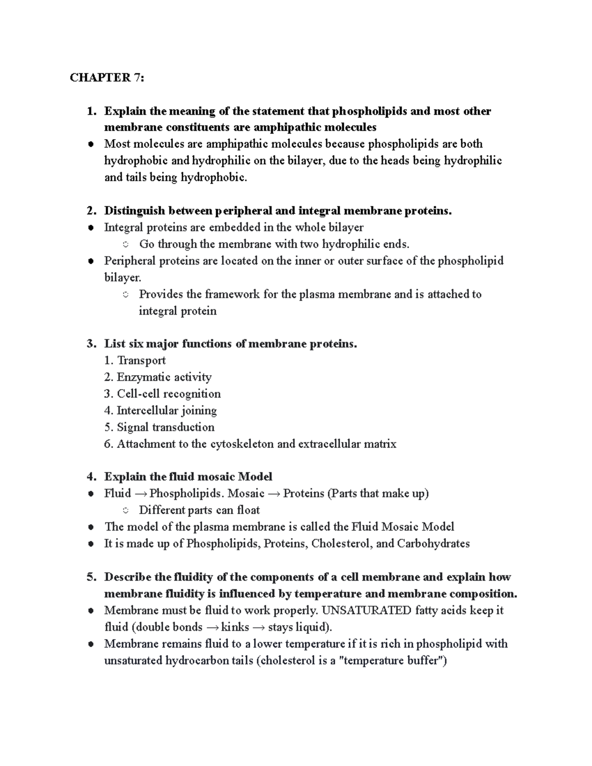 General Biology I Chapter 7 (Membrane Structure and Function) Part 1 ...