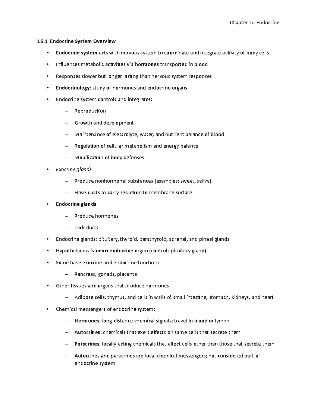 Chapter 16 Reviewer - Pearson Book 11th Edition - 16 Endocrine System ...