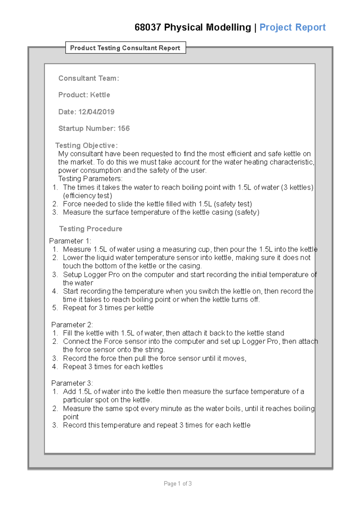 Kettle Practical Lab Report - 68037 Physical Modelling | Project Report ...
