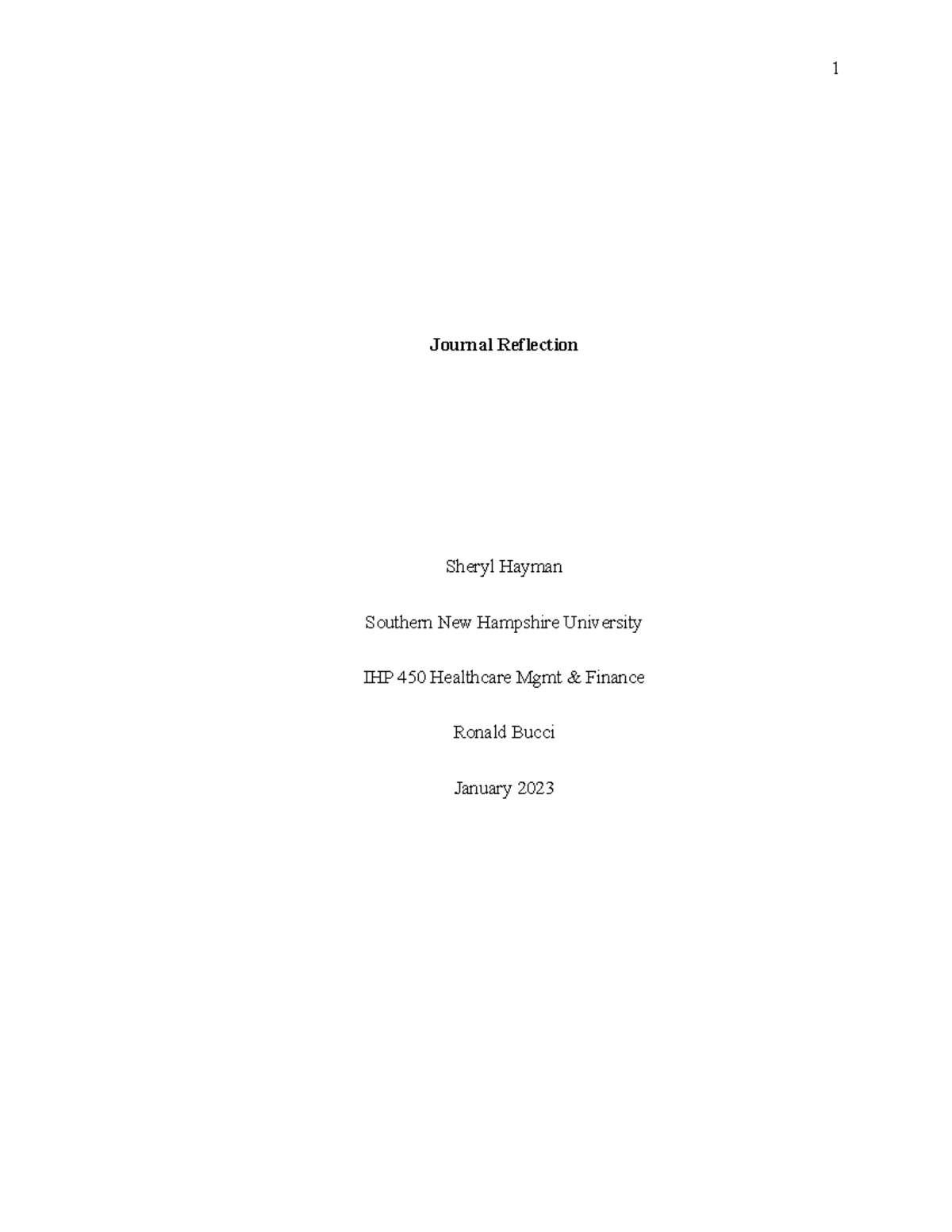 Journal Reflection Module 3 Finance - Journal Reflection Sheryl Hayman ...