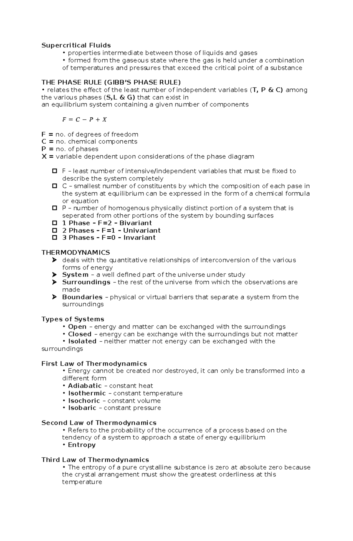 Additional notes - Supercritical Fluids - properties intermediate ...