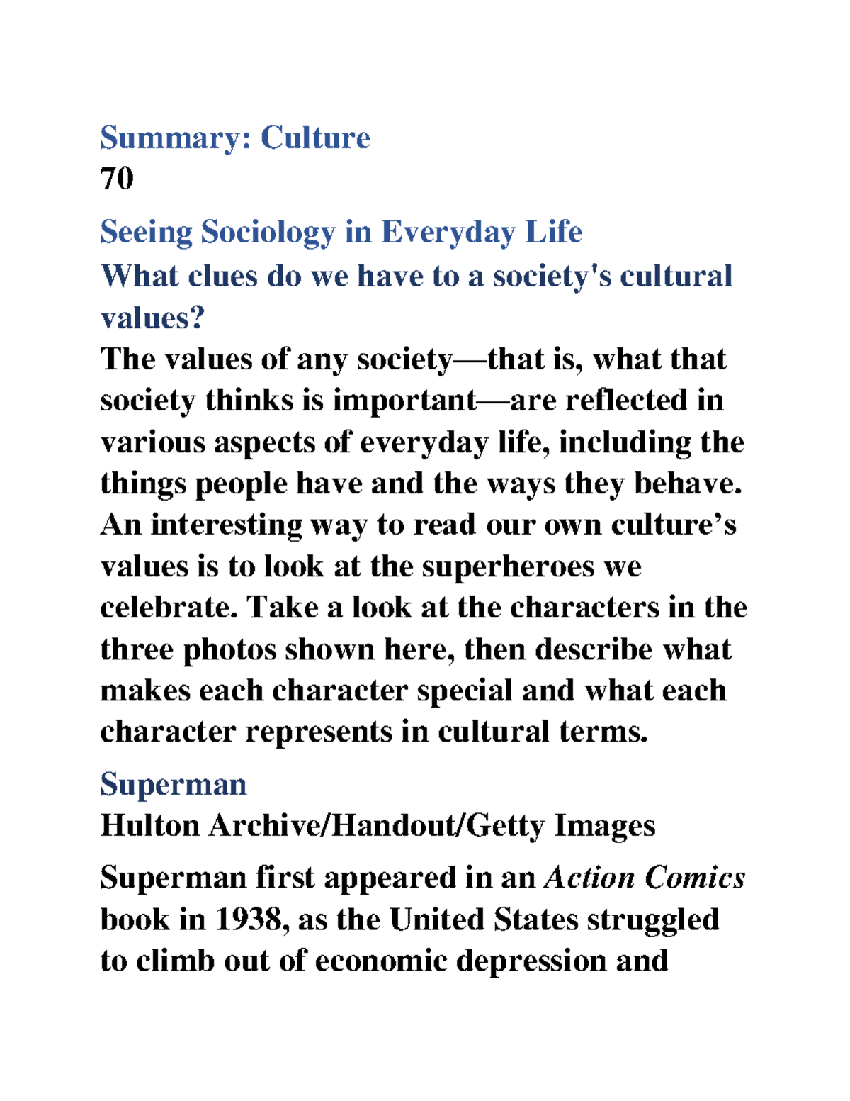 Summary-Culture - lecture notes. - Summary: Culture 70 Seeing Sociology ...