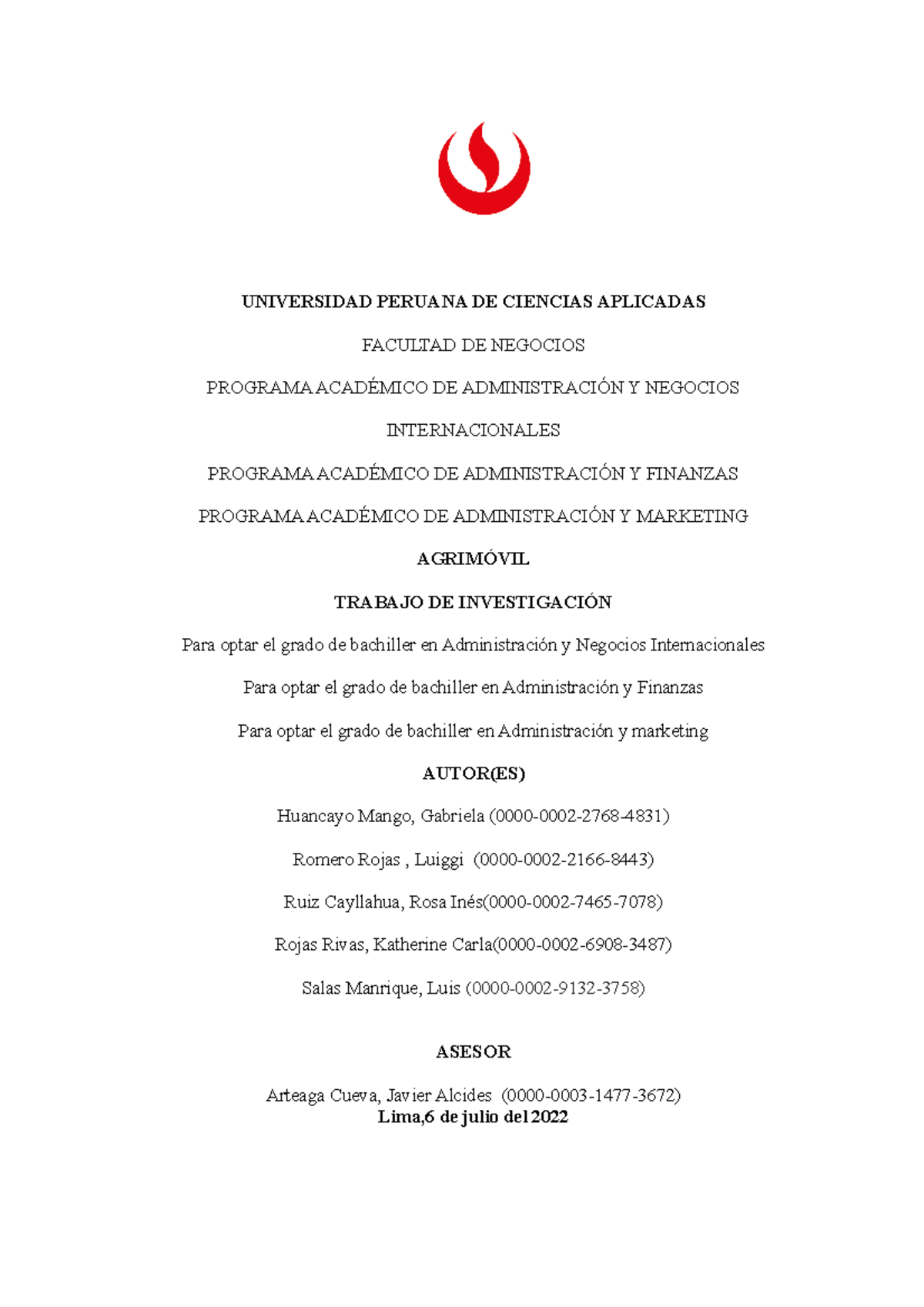 TBF Implementación AHA4 Trabajo Grupo 08 - UNIVERSIDAD PERUANA DE ...