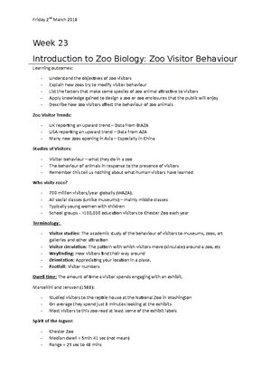 Week 12 - Zoo Animal Behaviour - Week 12 Introduction to Zoo Biology ...