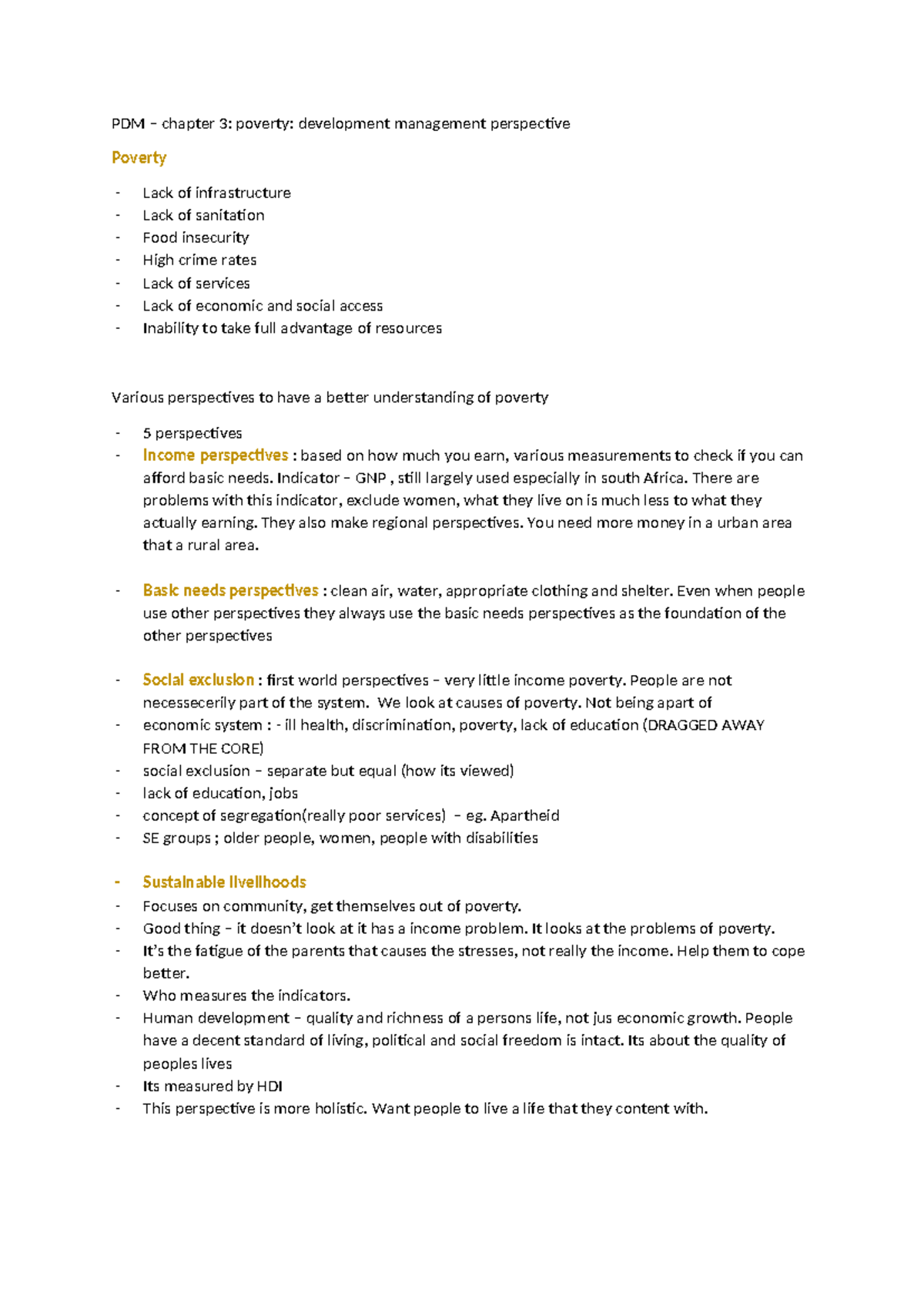 PDM chapter 3 - extra notes - PDM – chapter 3: poverty: development ...