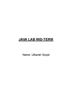 JAVA LAB EXAM 2 - Lab Work - JAVA LAB FAT Name: Utkarsh Goyal Reg 19BIT ...