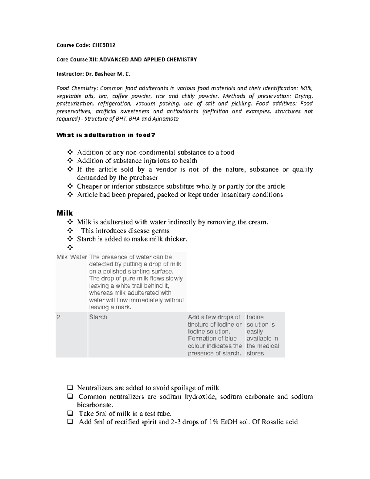 Advanced and applied organic chemistry - Course Code: CHE6B Core Course ...