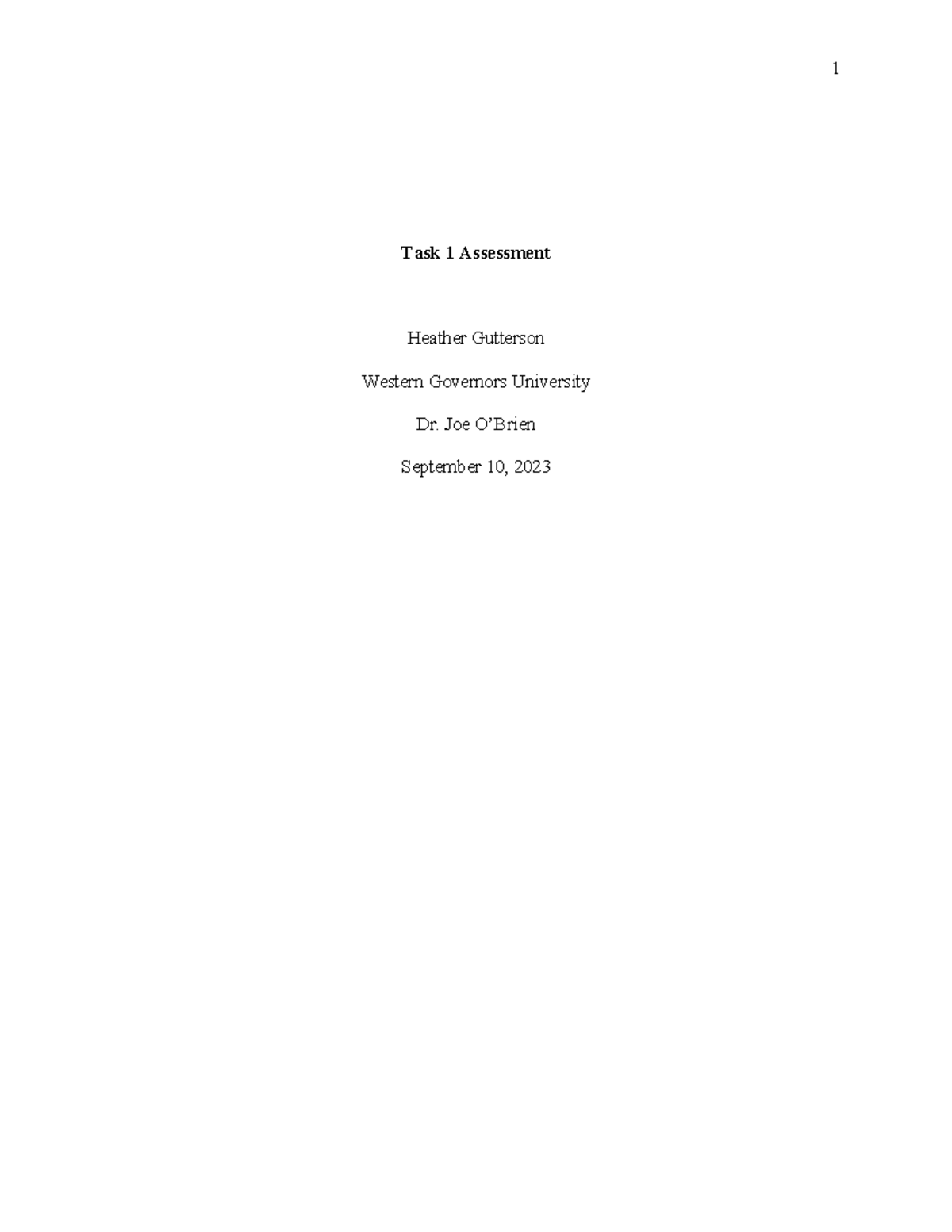 H.Gutterson - C200 - Task 1 - Task 1 Assessment Heather Gutterson ...