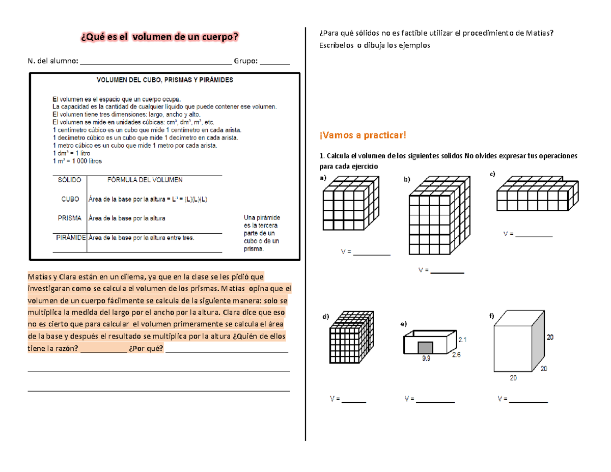 Cálculo del volumen - Esddd - øQuÈ es el volumen de un cuerpo? N. del ...