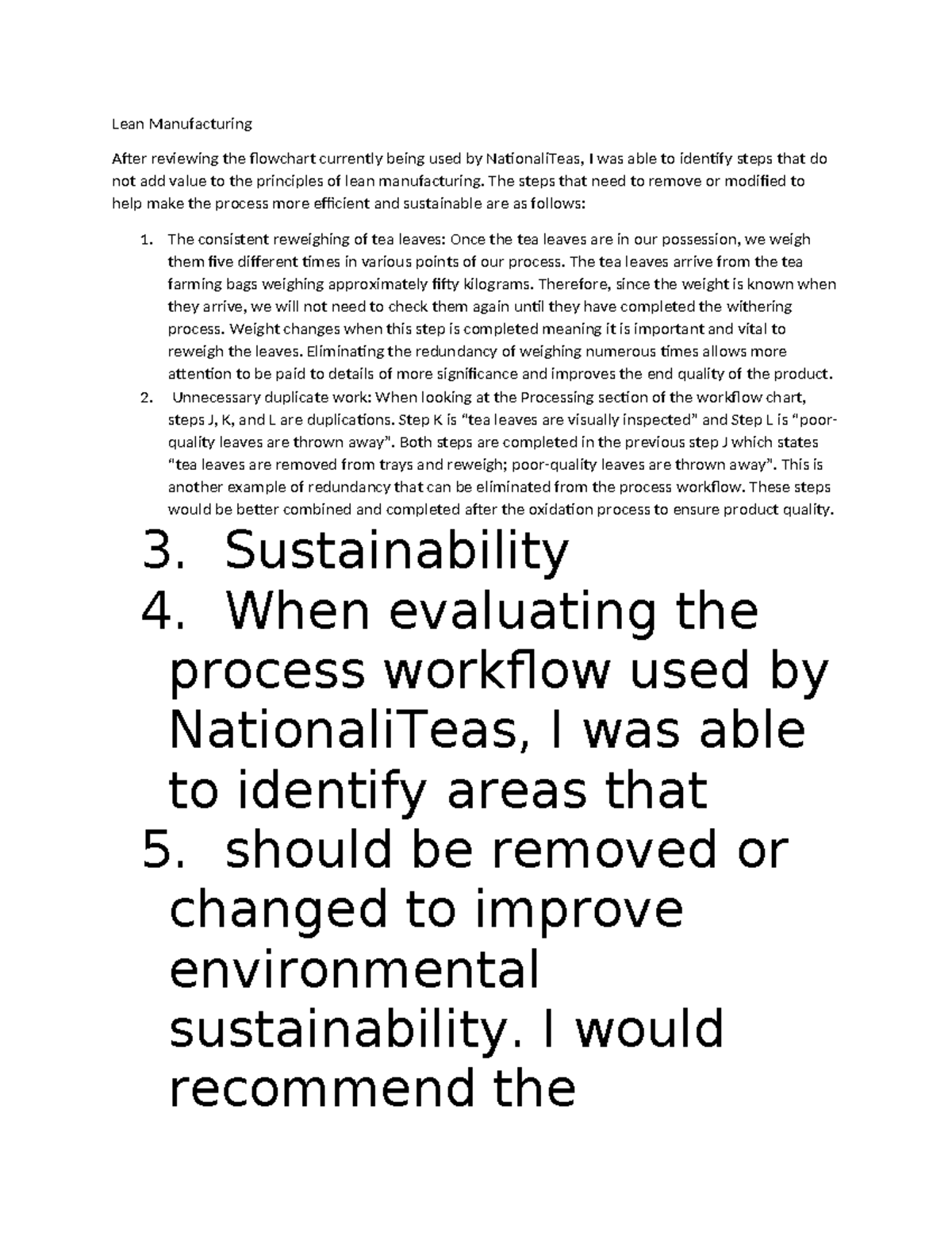 4 3 sample - assignment - Lean Manufacturing After reviewing the ...